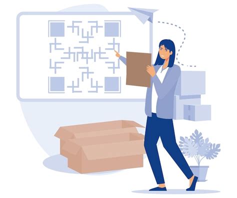 premium vector warehouse modern technology concept qr code automated