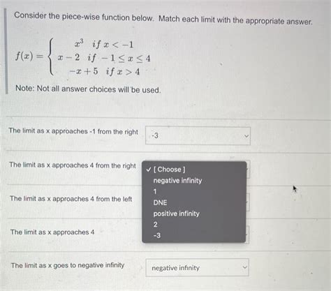 Solved Consider The Piece Wise Function Below Match Each Chegg