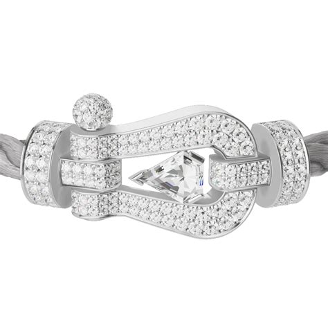 Force 10 Bracelet Extra Large Model 18k White Gold Fred Hero Cut Diamond And Diamonds Grey