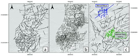 Lineament Analysis Maps A Regional Analysis 25 M Resolution Dem B Download Scientific