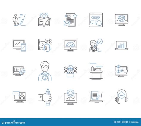 Remote Team Outline Icons Collection Remote Team Digital Workforce