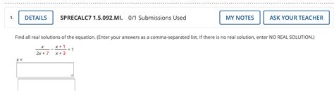 Solved Find All Real Solutions Of The Equation Enter Your