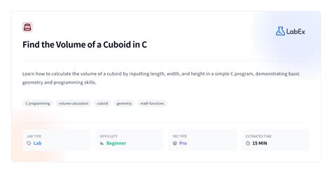 How To Find The Volume Of A Cuboid In C Labex