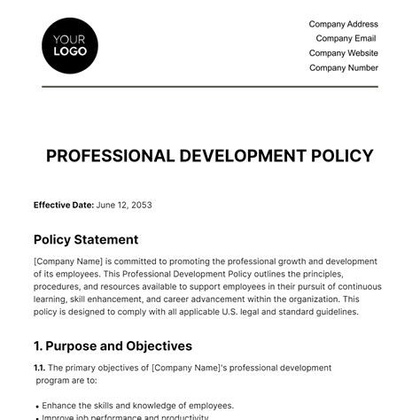 Free Professional Development Policy Hr Template To Edit Online