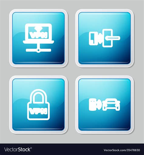 Set Line Vpn Computer Network Digital Door Lock Vector Image