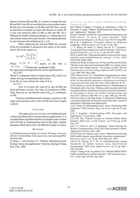 Multidimensional Scaling Algorithm And Its Current Applications In Wireless Localization Pdf