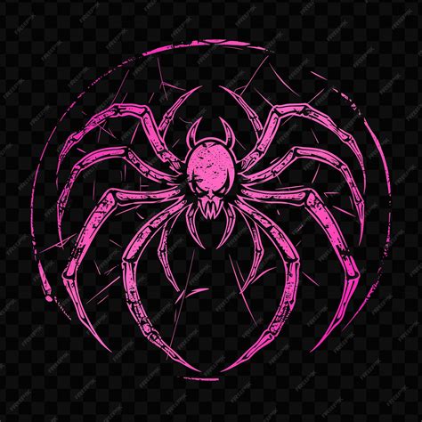 Premium Psd Pink Spider Web With A Spider Web On A Black Background