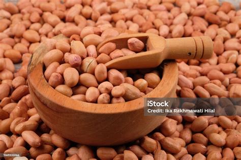 나무 그릇에 생 땅콩입니다 땅콩은 재배되는 Fabaceae 부족에 속하는 콩과 식물입니다 아라키스 하이포가이아 식물성 단백질 칼슘 마그네슘 철분 카캉 타나 멘타 0명에 대한