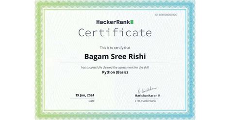 Completed Python Basics On Hackerrank Bagam Sree Rishi Posted On The