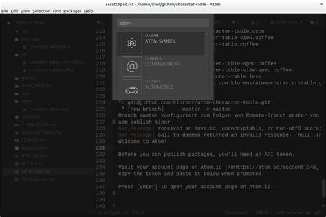 Github Klorenz Atom Character Table Lookup Any Unicode Character In Select List View