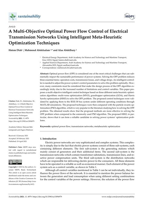Pdf A Multi Objective Optimal Power Flow Control Of Electrical