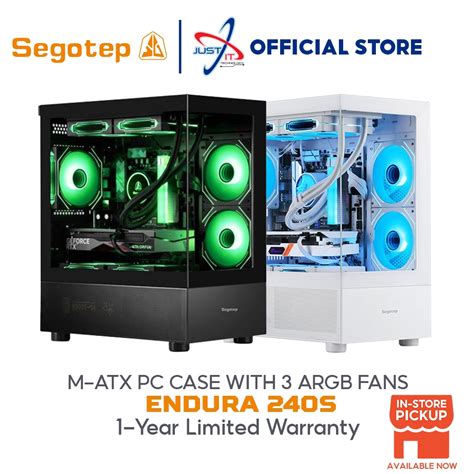 Segotep Endura 240s M Atx Pc Case With 3 Argb Fans Black White Shopee Malaysia