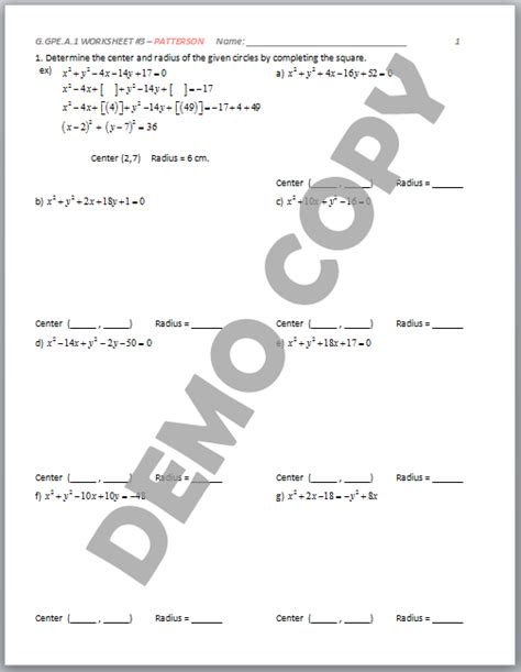 High School Geometry Common Core Ggpea1 Derive Equation Of Circle