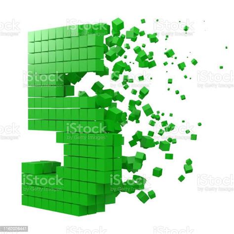 숫자 5 모양의 데이터 블록입니다 녹색 큐브버전입니다 3d 픽셀 스타일 벡터 그림입니다 3차원 형태에 대한 스톡 벡터 아트 및 기타 이미지 Istock