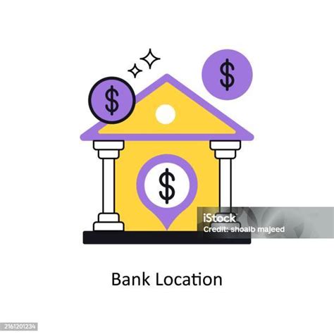 은행 위치 벡터 평면 디자인 일러스트 레이 션 흰색 배경 Eps 10 파일에 기호 금융에 대한 스톡 벡터 아트 및 기타 이미지 금융 내비게이션 방향 Istock