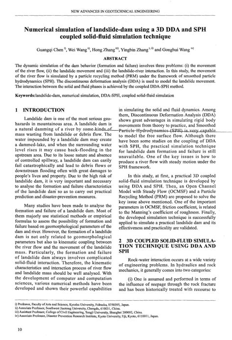 Pdf Numerical Simulation Of Landslide Dam Using A 3d Dda And Sph Coupled Solid Fluid