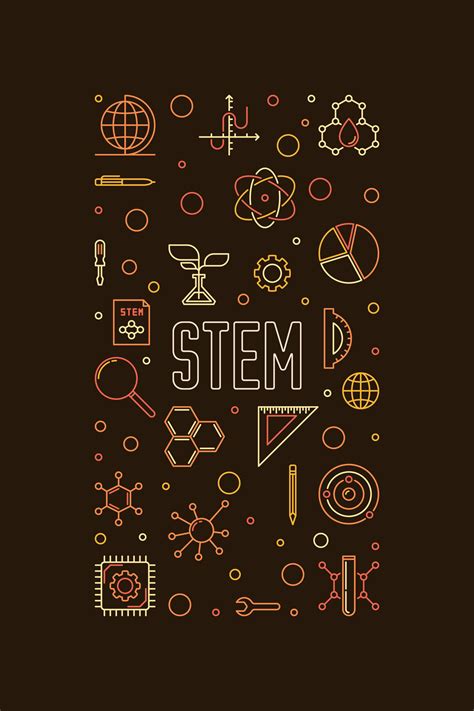 Stem Concept Vertical Creative Outline Banner Science Technology Engineering Mathematics