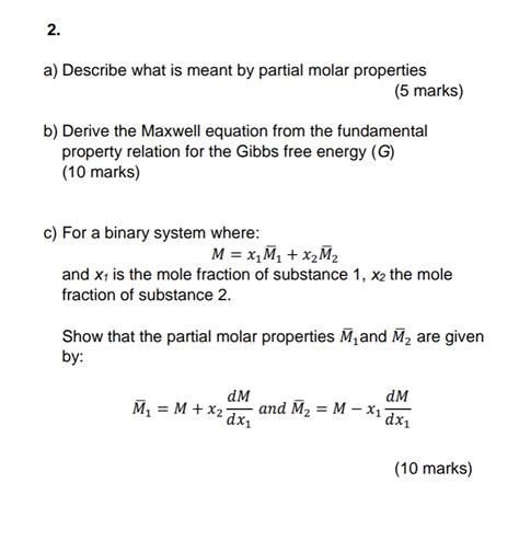 Solved A Describe What Is Meant By Partial Molar Properties Chegg