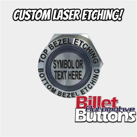 22mm Custom Laser Etching Design Your Own Billet Push Button Switch Text Logo Symbol Etc