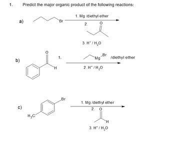Answered: 1. a) b) Predict the major organic product of the following reactions: c) H₂C H Br 1 ...