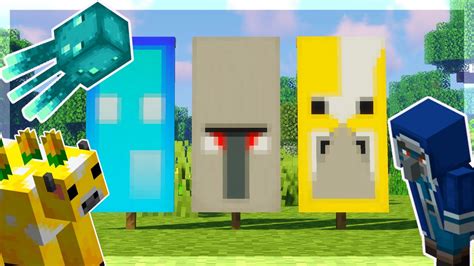 How To Make Glow Squid Iceologer And Moobloom Banners In Minecraft Youtube