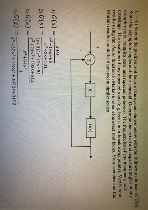 Solved 1 4 Sketch The Positive Root Locus Of The System