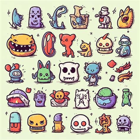 Premium Ai Image Scary Themed Vector Stickers Multiple Items