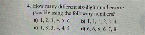 solved 4 how many different six digit numbers are possible