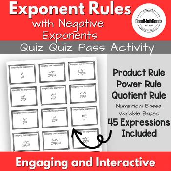Negative Exponent Rules Activity Properties Of Negative Exponents Simplify