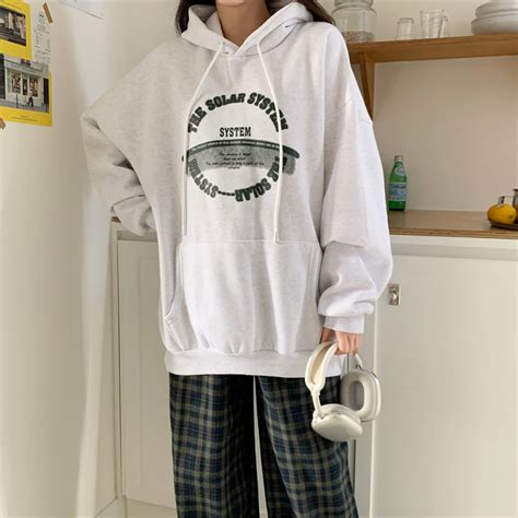 여자 시스템 원형 레터링 남자친구 기모 후드티 에이블리