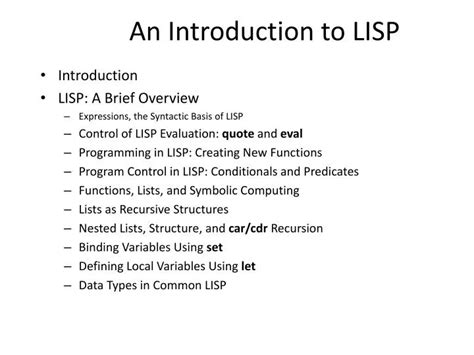 Ppt An Introduction To Lisp Powerpoint Presentation Free Download