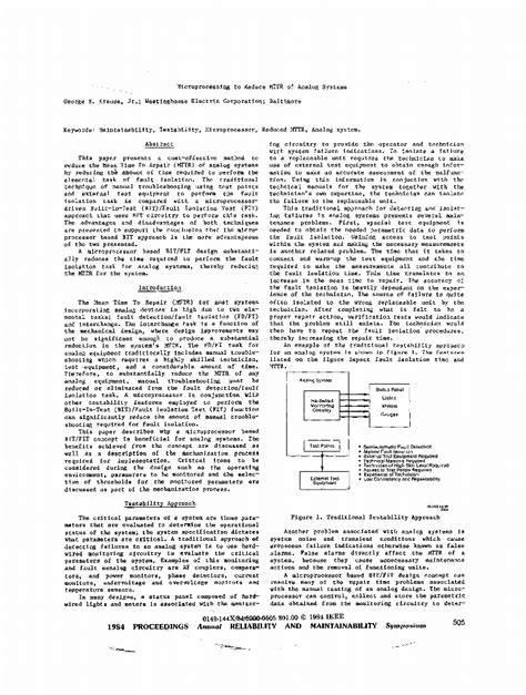 Microprocessing To Reduce Mttr Of Analog Systems Ieee Conference Publication Ieee Xplore