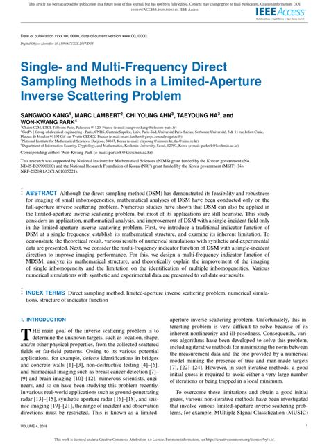 pdf single and multi frequency direct sampling methods in a limited