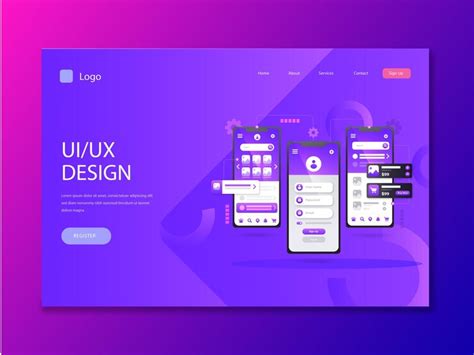 Premium Vector Gradient Uiux Landing Page Template