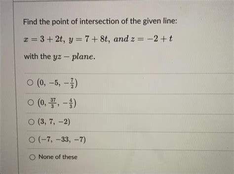 Solved Find The Point Of Intersection Of The Given Line Chegg