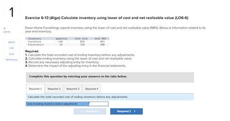 Solved Exercise Algo Calculate Inventory Using Lower Chegg