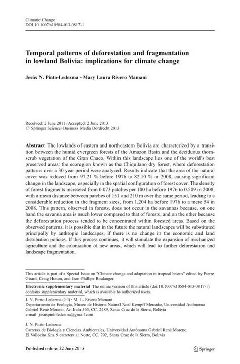 Pdf Temporal Patterns Of Deforestation And Fragmentation In Lowland