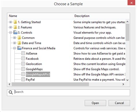 Open Sample Dialog NSB App Studio