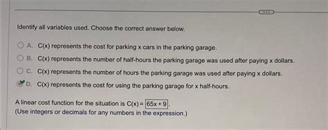 Solved Identify All Variables Used Choose The Correct Chegg