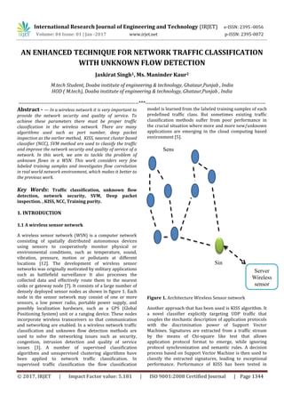An Enhanced Technique For Network Traffic Classification With Unknown Flow Detection PDF