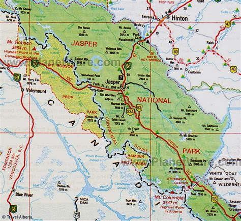 Jasper National Park Map Jasper Topographic Map