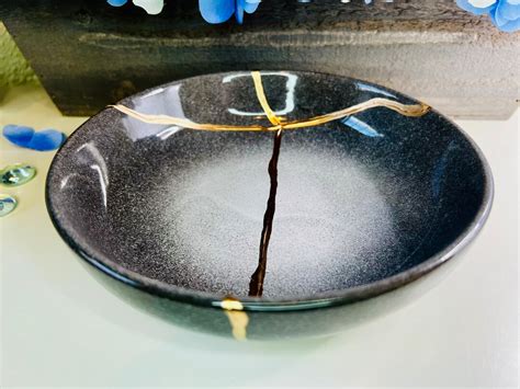 Kintsugi Bowl Kintsugi Moonlight Grey Bowl Ts For Her Kintsugi Pottery Home Decor
