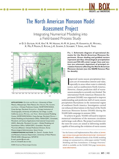 Pdf The North American Monsoon Model Assessment Project Integrating