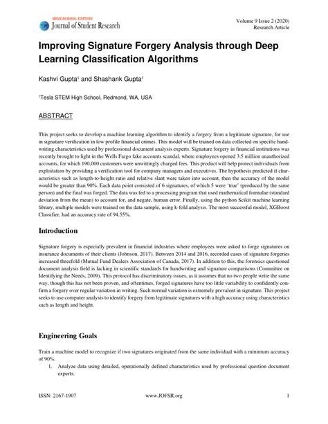 Pdf Improving Signature Forgery Analysis Through Deep Learning Classification Algorithms