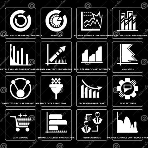 set of multiple variable continuous chart bars data graphic 3d