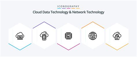 Cloud Data Technology And Network Technology 25 Line Icon Pack Including Network World Cpu