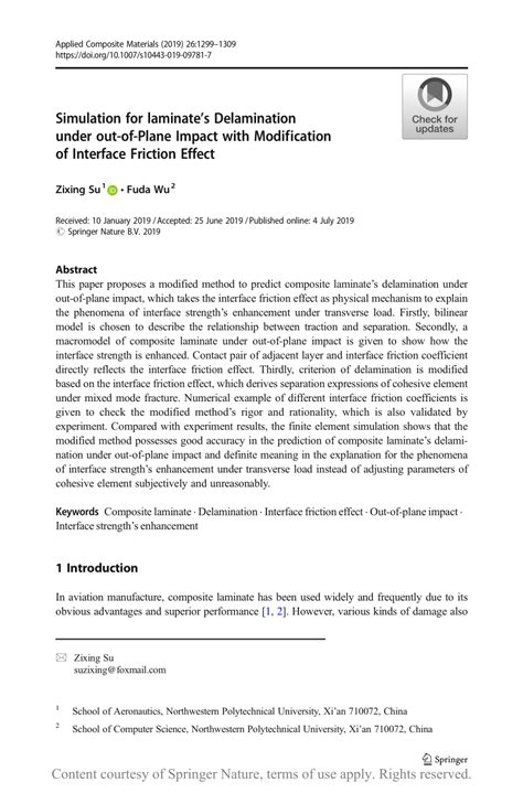 Simulation For Laminates Delamination Under Out Of Plane Impact With Modification Of Interface