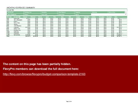 Comparison Excel Template
