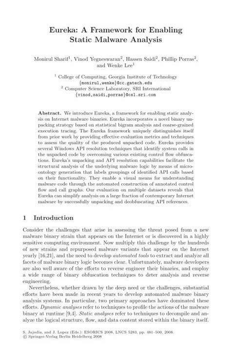 pdf eureka a framework for enabling static malware … a eureka a framework for enabling