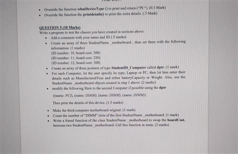 Solved Question 1 12 Marks Define And Implement A Class